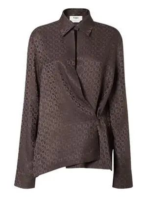 Fendi Ff Jacquard Asymmetrical Shirt - Brown