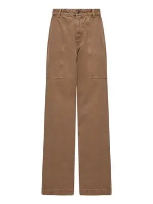 Moncler Moncler Logo Detailed Straight-Leg Trousers Brown