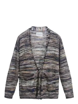ROBERTO COLLINA Shawl Collar Knit Jacket - Gray