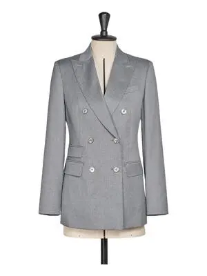 Max Mara Wool Twill Double-breasted Blazer - Medium Gray