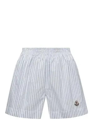 Moncler Striped Elasticated Waist Shorts - White And Light Blue