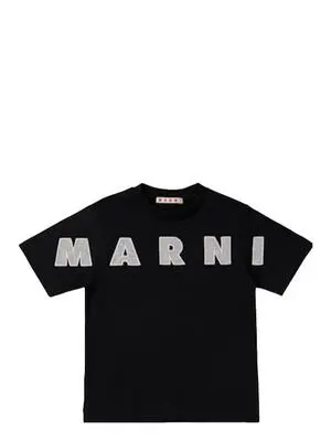 Marni Cotton T-shirt With Printed Logo - Black