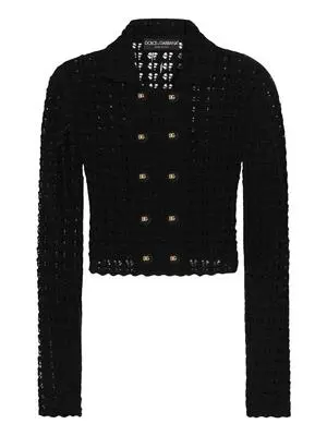 Dolce & Gabbana Crochet Cropped Jacket - Black