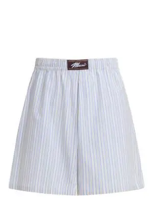 Marni Striped Poplin Bermuda Shorts - Light Blue