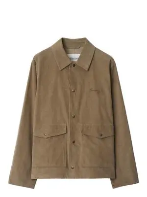 Burberry Corduroy Jacket With Embroidered Logo - Brown