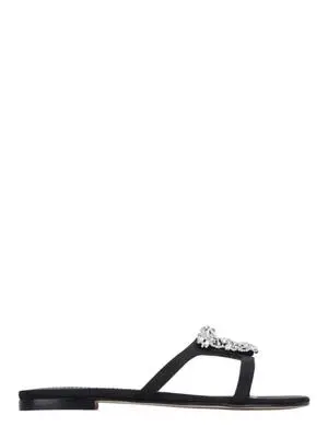 Manolo Blahnik Embellished Flat Sandals - Black