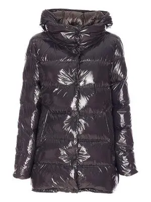 Herno Long-sleeved Down Coat With Hood - Iron-gray