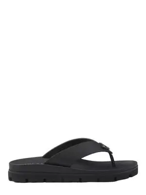 Prada Rubber Thong Sandals With Enamel Logo - Black