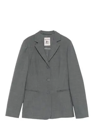 SEMICOUTURE Lapel Long-sleeved Suit Jacket - Gray