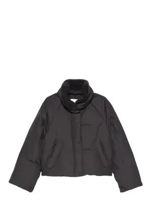 LOW CLASSIC Quilted Jacket With High Collar - Black