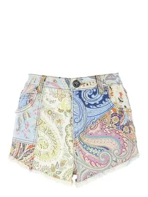 Etro Paisley Fitted Denim Shorts - Multicolor