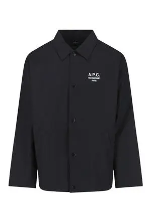A.p.c. Logo Print Buttoned Jacket - Black
