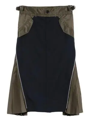 Sacai Panelled Pleated Midi Skirt - Black