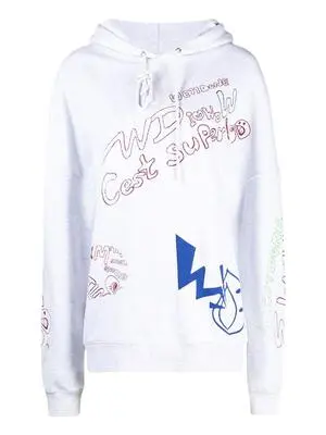We11Done Graphic Print Hoodie - White