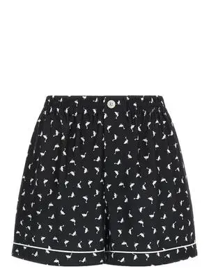 Moschino Allover Printed Satin Shorts - Black