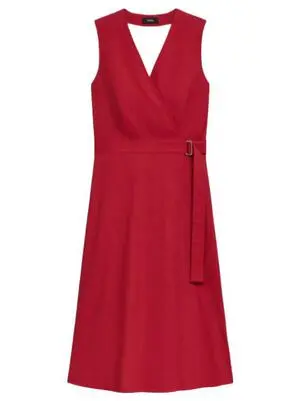 Theory Sleeveless A-line Wrap Dress In Stretch Good Linen - Cherry