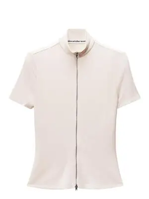 Alexander Wang Mock Neck Zip-up Top - White