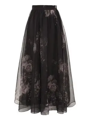 Zimmermann Floral Gathered Midi Skirt - Ghost Floral
