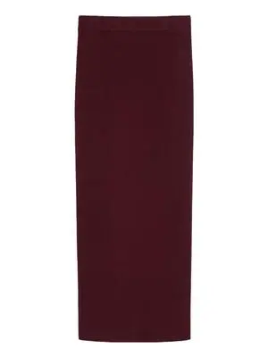 Max Mara Ribbed Knit Midi Pencil Skirt - Bordeaux Red