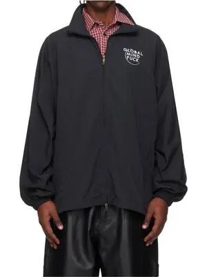 Vetements Zip-up Logo Embroidered Jacket - Black