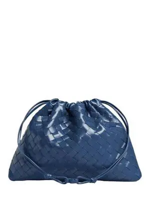 Bottega Veneta Intrecciato Drawstring Shoulder Bag - Blue