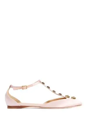 Chloé Celeste Ballerinas With Gold Stud Embellishments - Light Nudity