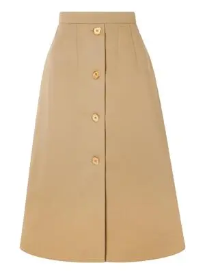 PATOU Cotton Twill Midi Skirt With Gathered Waist - Sand-colored