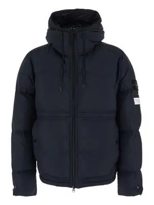 Stone Island Drawstring Hooded Puffer Jacket - Black