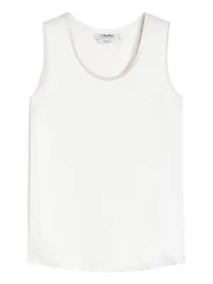 Max Mara Round Neck Wide Strap Top - Ivory White