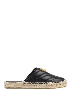 Gucci Leather Espadrille With Double G - Black