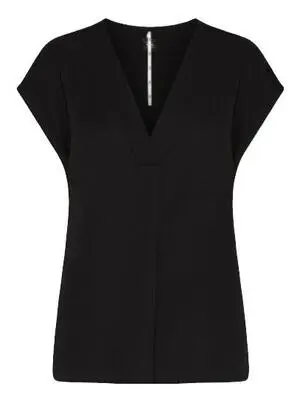 Marella Fluid Satin V-neck Blouse - Black