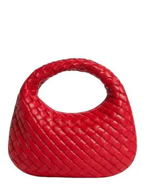 Bottega Veneta Bottega Veneta Baby Veneta Woven Top Handle Bag Red