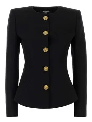 Balmain Peplum Hem Single-breasted Jacket - Black