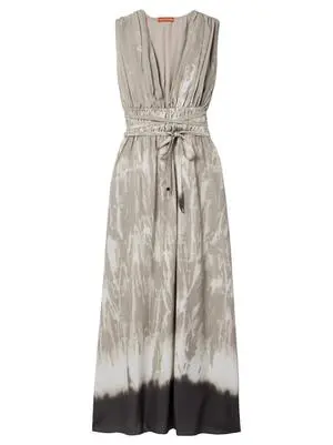 Altuzarra Altuzarra Shirred Printed Maxi Dress Nude