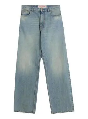 Valentino Garavani Logo Patch Straight-leg Jeans - Blue