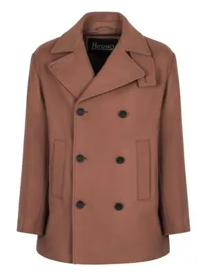 Herno Double-breasted Peacoat - Brown
