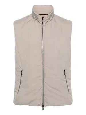MOORER Stand Collar Zip-up Vest - Grey