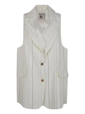 SEMICOUTURE Striped Button Waistcoat - Gray