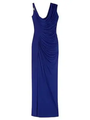 Versace Medusa Head Logo Plaque Side-slit Maxi Dress - Blue