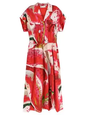 Tory Burch Graphic Print Midi Dress - Red