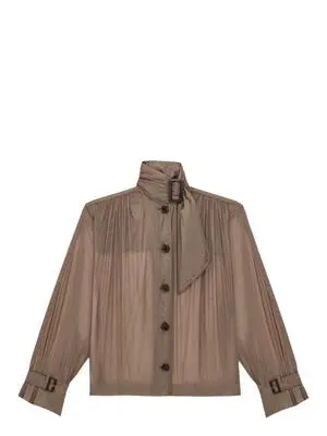 Saint Laurent Saint Laurent Lavallière Button-Up Blouse Brown