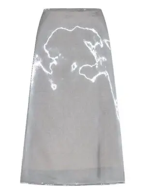 Fabiana Filippi High-waisted Glossy Midi Skirt - Gray