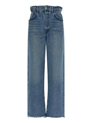 AGOLDE Paperbag Wide-leg Jeans With Frayed Hems - Blue