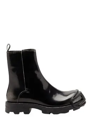DIESEL® Zip-detail Oval-plaque Ankle Boots - Black