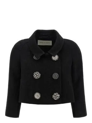 Dries Van Noten Dries Van Noten Double-Breasted Embellished Jacket Black