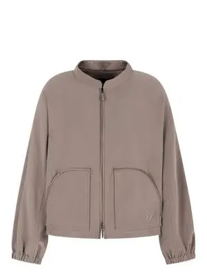 Emporio Armani Zip-up Logo Embroidered Jacket - Brown