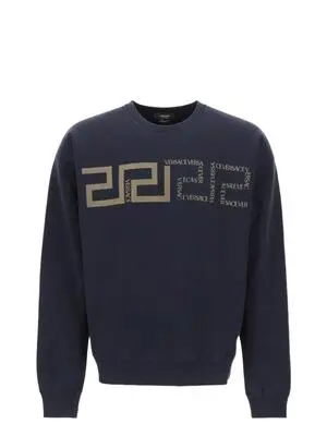 Versace Greca Print Crewneck Sweatshirt - Black