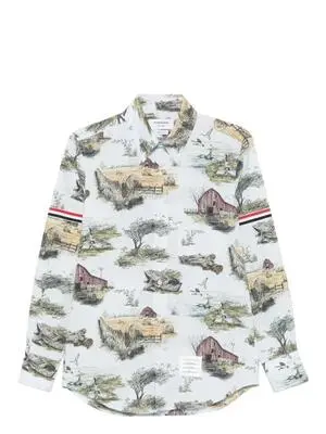 Thom Browne Graphic-print Shirt - Blue