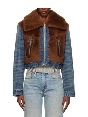 R13 Denim And Fur Jacket - Brown  Blue