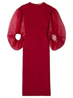 Altuzarra Danielle Silk-cady And Organza Midi Dress - Red
